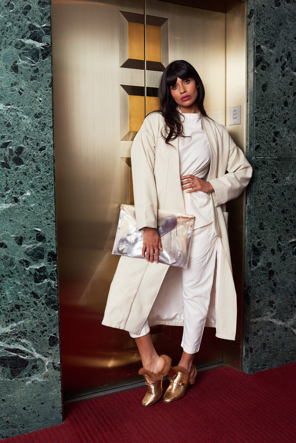Jameela Jamil wears the SEEKER Hemp Kimono – S E E K E R